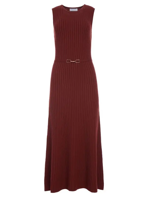 Gabriela Hearst Meier Knit Midi Dress In Merino Wool Cashmere - Burnt Sienna
