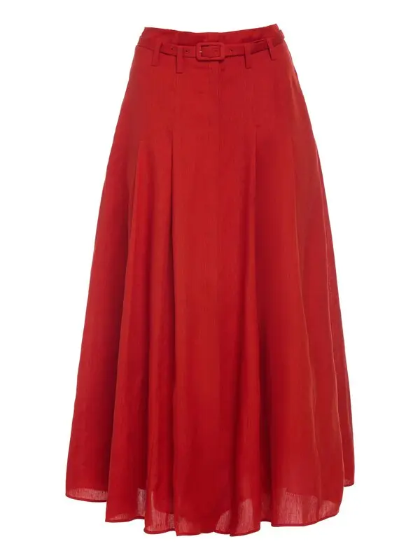 Gabriela Hearst Dugald Pleated Midi Skirt - Antelope Orange