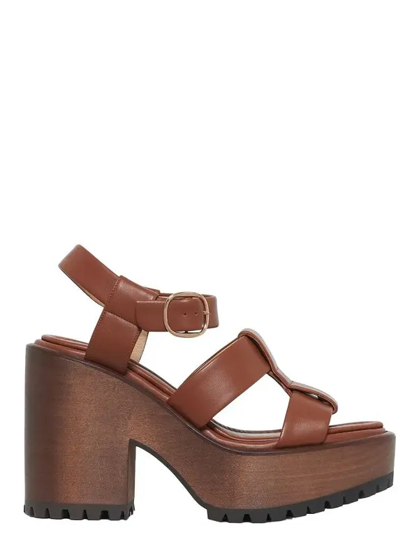Gabriela Hearst Hera Leather Platform Sandal - Cognac