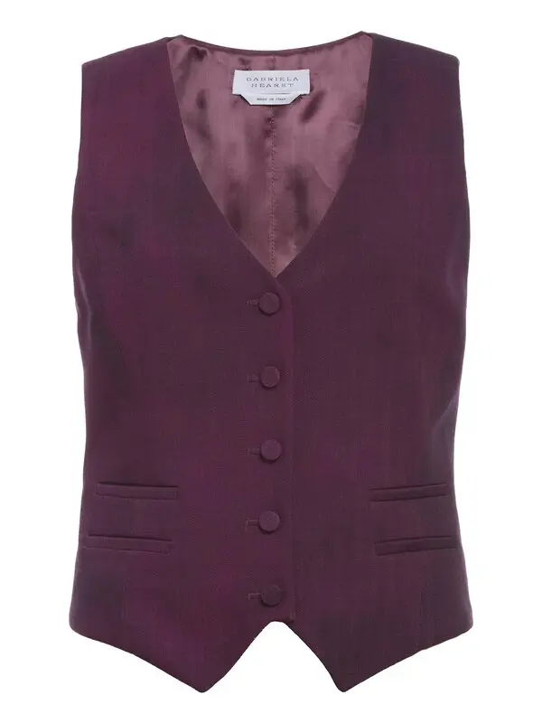 Gabriela Hearst Coleridge Virgin Wool Vest - Bordeaux