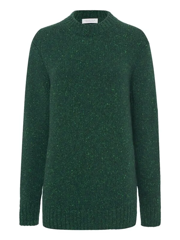 Gabriela Hearst Alfie Speckled Aran Cashmere Knit Sweater - English Green