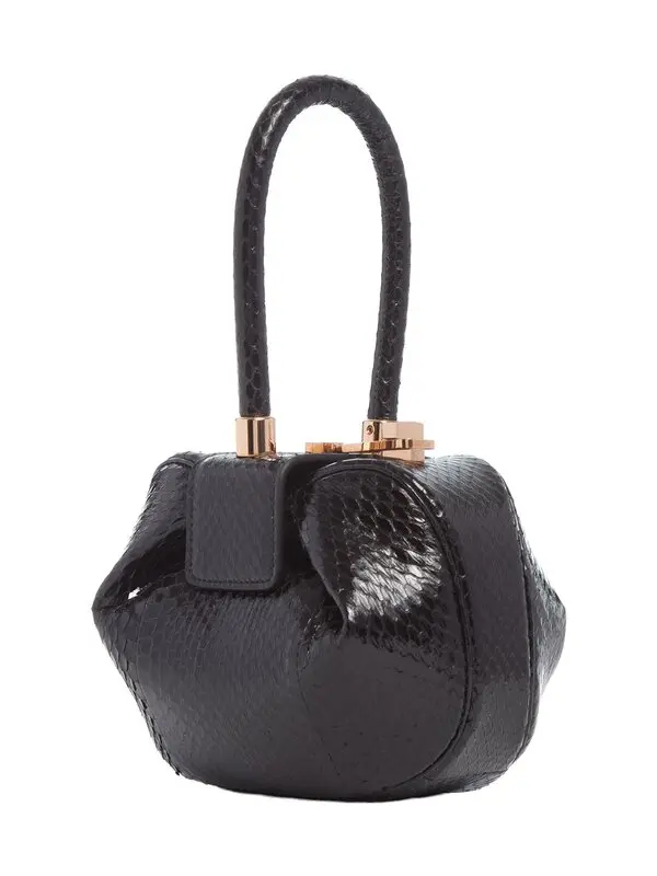 Gabriela Hearst Demi Snakeskin Top Handle Bag - Black