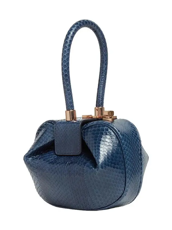 Gabriela Hearst Demi Nina Bag In Snakeskin - Navy