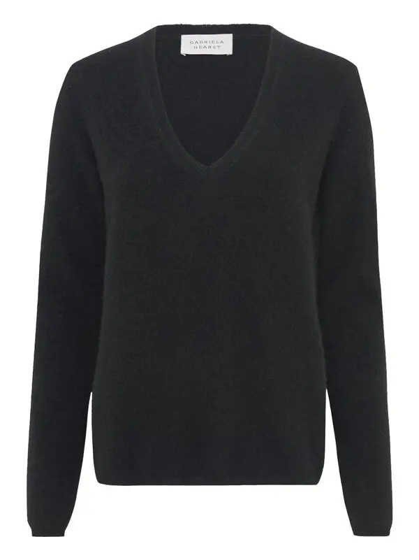 Gabriela Hearst Vesper Knit V-neck Cashmere Sweater - Black