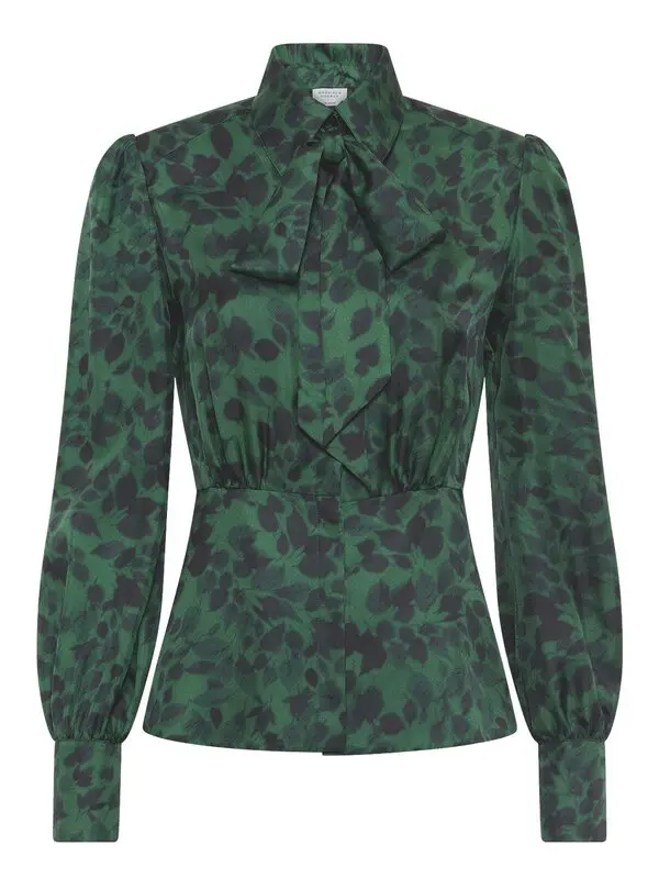 Gabriela Hearst Maisie Printed Silk Top - English Green