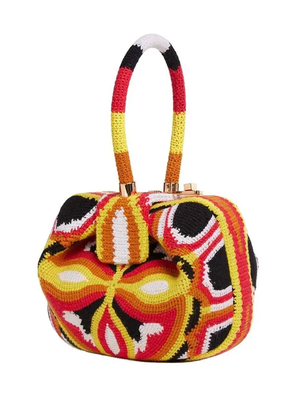 Gabriela Hearst Demi Crochet Top Handle Bag - Red/yellow/black