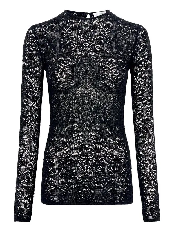 Gabriela Hearst Evander Lace Knit Crewneck - Black