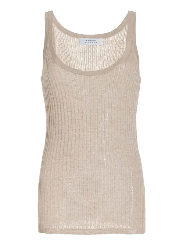 Gabriela Hearst Nevin Pointelle Knit Tank Top - Oatmeal