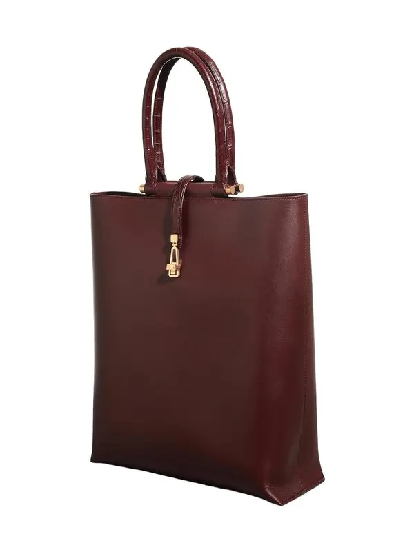 Gabriela Hearst Vevers Leather Tote Bag With Crocodile Handle - Bordeaux