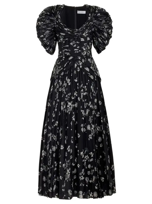 Gabriela Hearst Peggy Dress In Printed Silk Twill - Black/white