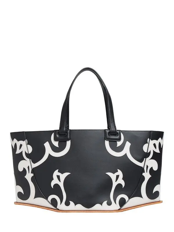 Gabriela Hearst Coyote Western Leather Tote Bag - Black/ivory