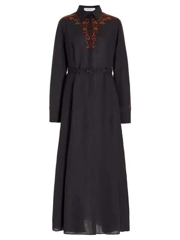 Gabriela Hearst Mcgraw Embroidered Shirt Dress - Charcoal