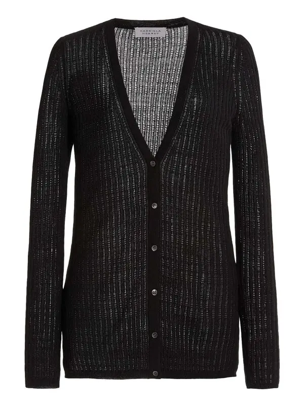 Gabriela Hearst Emma Pointelle Knit Cashmere Silk Cardigan - Black