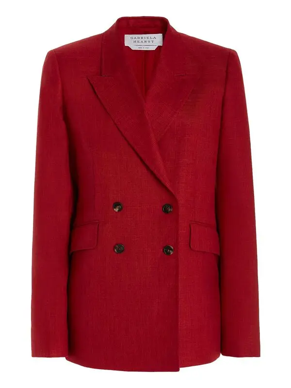 Gabriela Hearst Angela Blazer In Wool, Silk, And Linen - Red