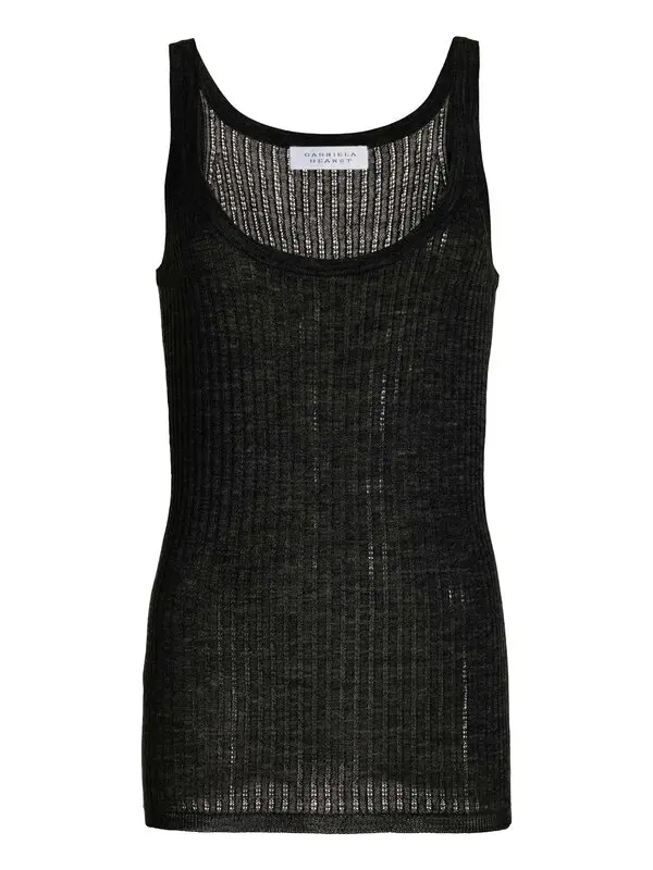 Gabriela Hearst Nevin Pointelle Knit Tank Top - Black