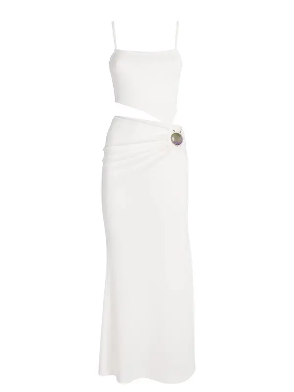 Christopher Esber Ribbed Maxi Dress With Stone Detail - White