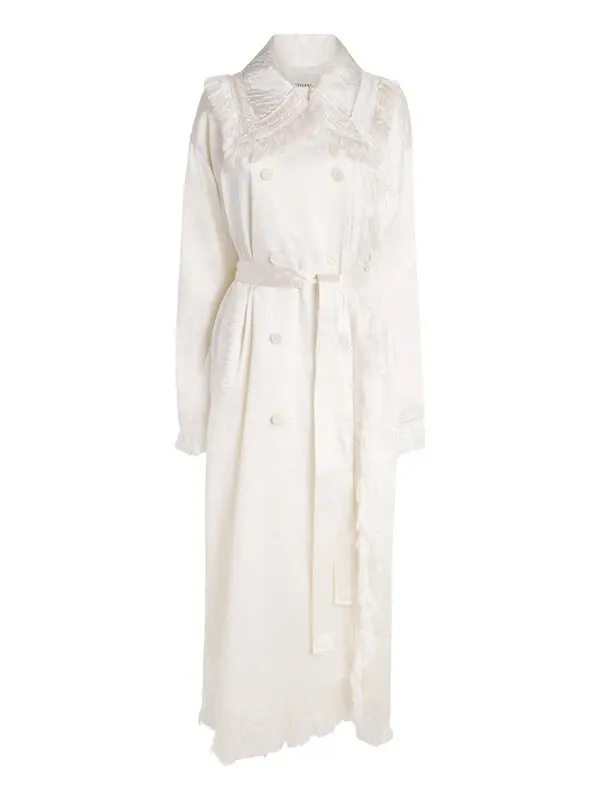 FFORME Silk-blend Fringe Lise Trench Coat - Ivory