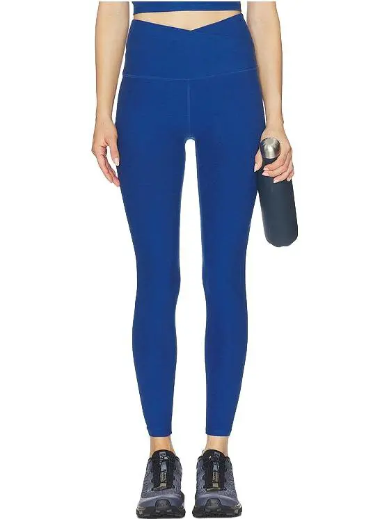 Beyond Yoga Spacedye At Your Leisure High Waisted Midi Legging In Royal - Marine Blue Heather