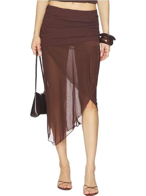 TIGER MIST Zinnia Midi Skirt - Chocolate
