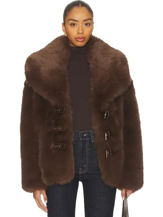 NONCHALANT LABEL Oslo Faux Fur Jacket - Brown