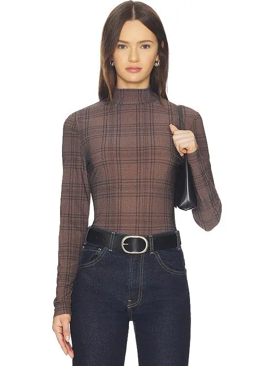 Astr The Label Lida Top - Brown Plaid