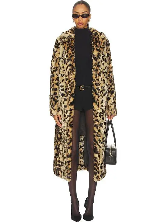 UNREAL FUR Long Song Faux Fur Coat - Light Leopard
