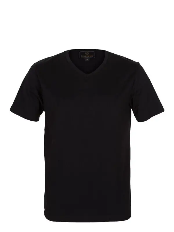 EB DENIM Henry V Neck Tee - Black