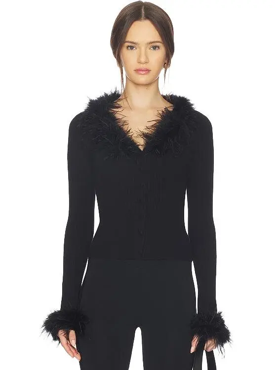 Majorelle Lela Feather Cardigan - Black