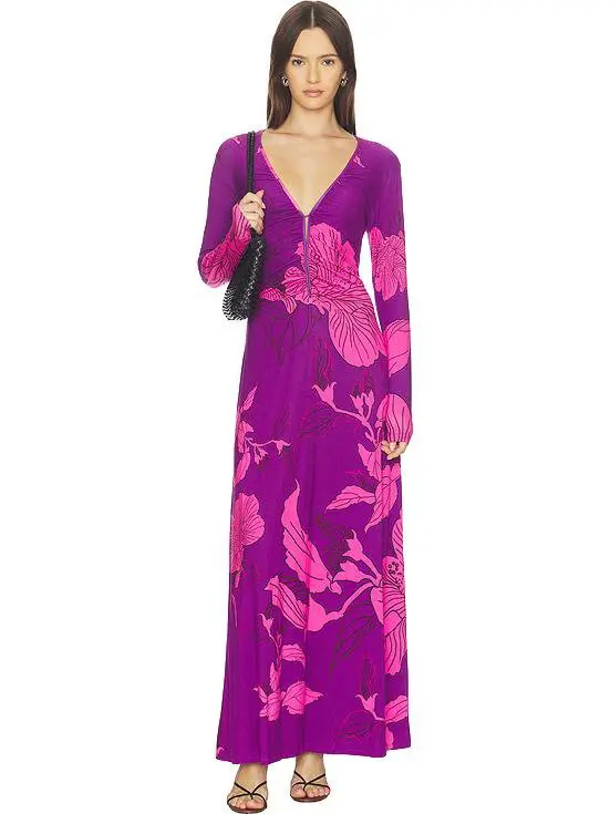 Poupette St Barth Bossa Long Dress - Purple Hibiscus