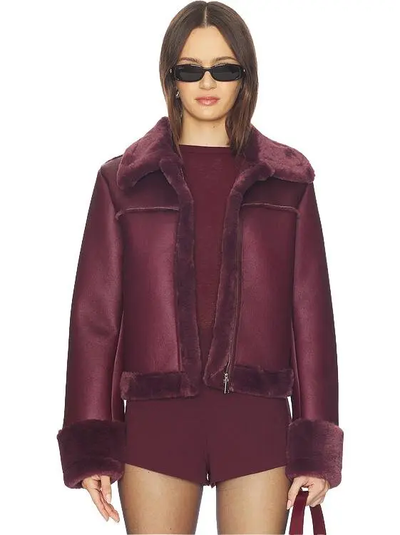 Superdown Sasha Faux Leather Jacket - Oxblood