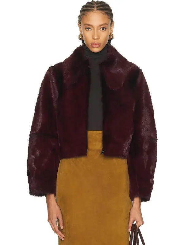 BY MALENE BIRGER Rowani Fur Jacket - Cabernet