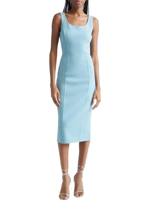 Michael Kors Stretch Wool Blend Crepe Sheath Dress - Seaglass