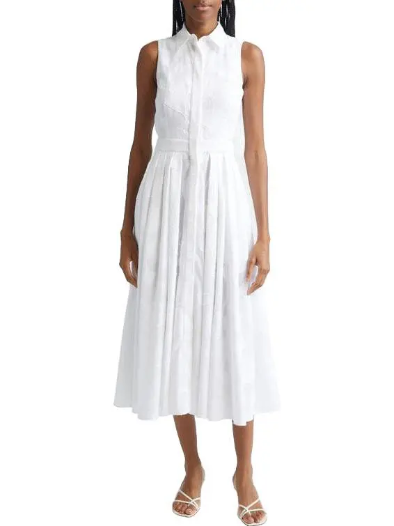 Michael Kors Sleeveless Cotton Jacquard Shirt Dress - Optic White
