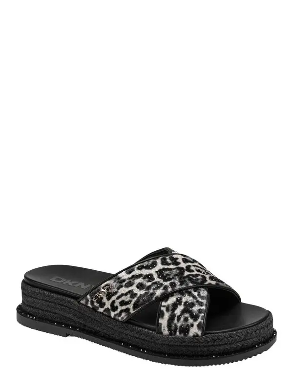 Dkny Berris Cross Band Slide Sandal - Black/white Multi