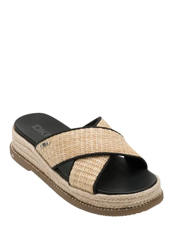 Dkny Berris Cross Band Slide Sandal - Natural/black