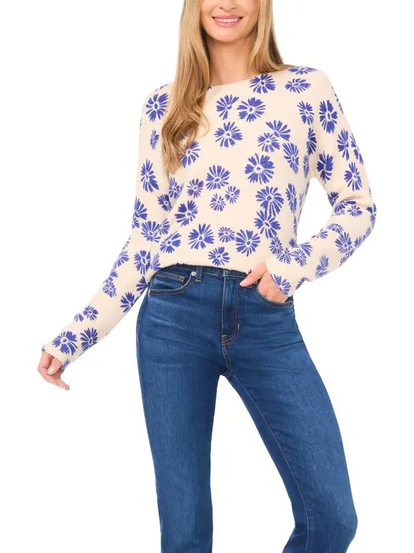 CECE DUPRAZ Floral Dolman-sleeve Sweater - Birch