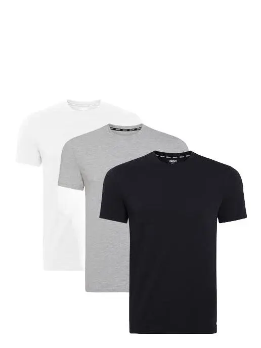 Dkny 3-pack Stretch Cotton Crewneck T-shirts - Black/white/grey Heather