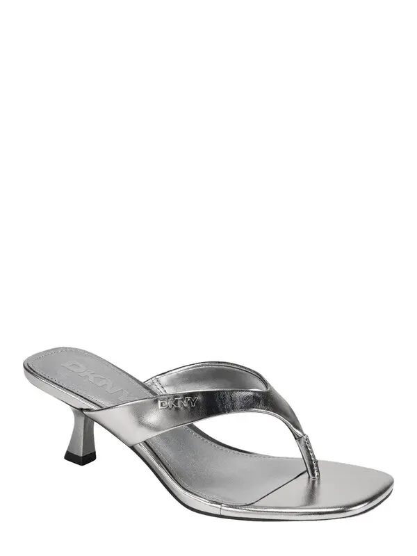 Dkny Sculptural Heel Flip Flops - Nickel