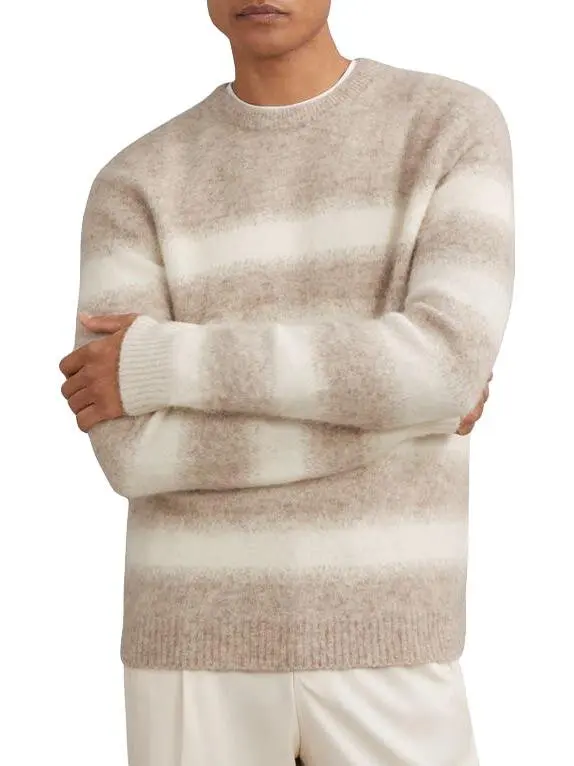 REISS Piers Wool & Alpaca Blend Sweater - Oatmeal/white