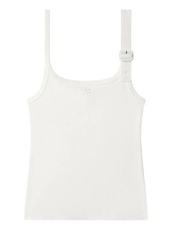 COURRÃ¨GES Buckle Rib Tank Top - White