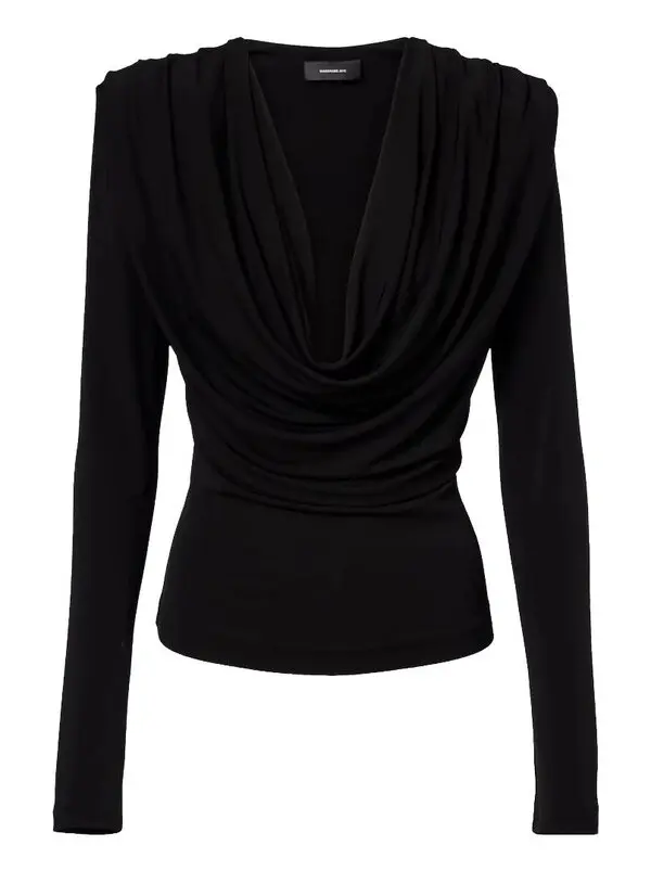 Wardrobe.NYC Evening Cowl Neck Top - Black