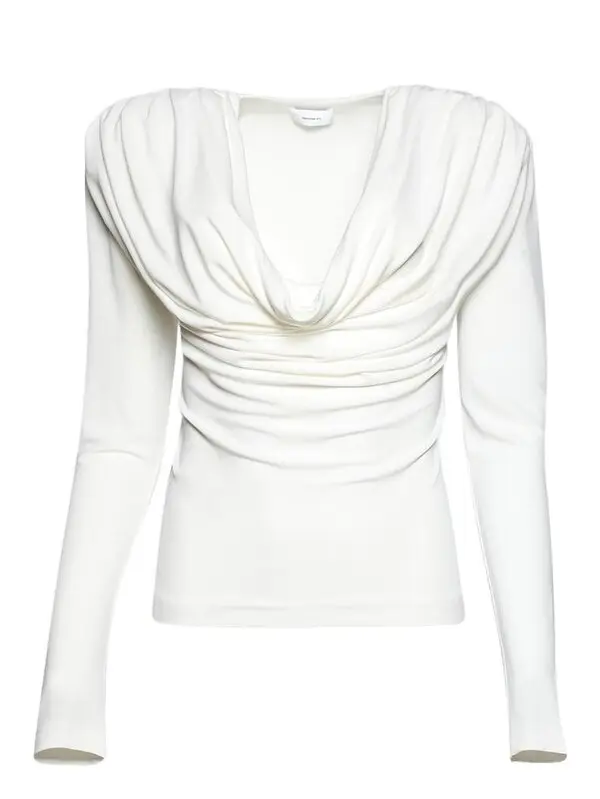 Wardrobe.NYC Evening Cowl Neck Top - White