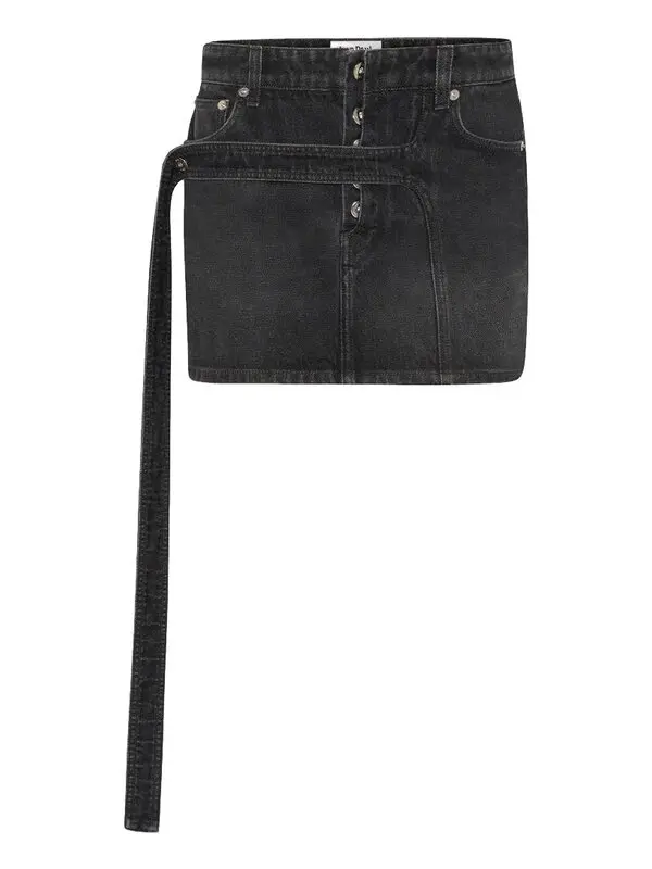 Jean Paul Gaultier Denim Mini Skirt With Strap Detail - Black