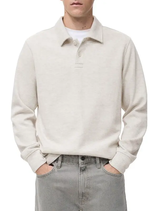 Mango Ribbed Long Sleeve Polo - Ecru