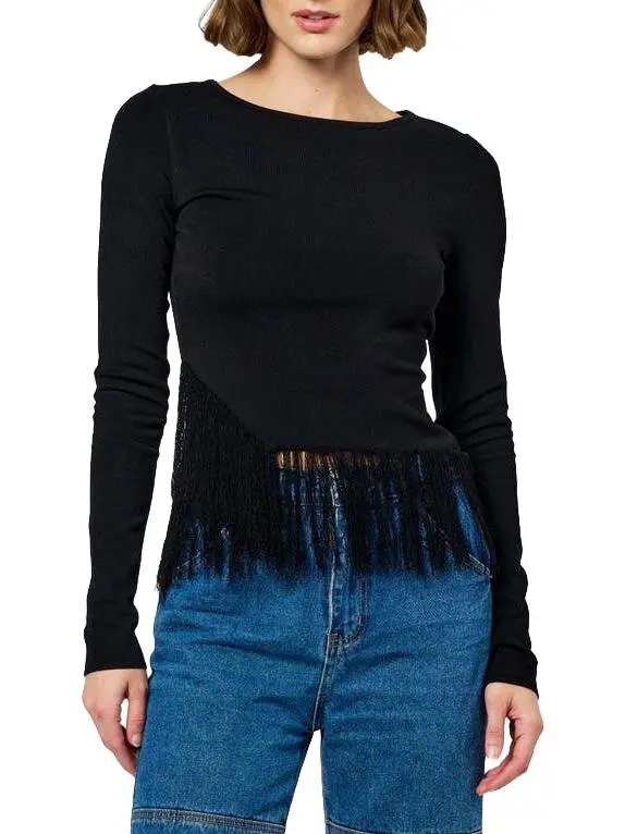 CIEBON Luna Fringed Top - Black