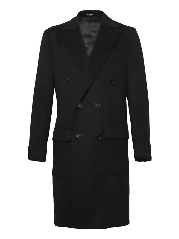 FRANZESE COLLECTION Loro Piana Rain System Wool Cashmere Overcoat - Black