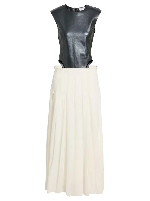Gabriela Hearst Mina Metallic Leather-paneled Wool And Cashmere-blend Maxi Dress - Black