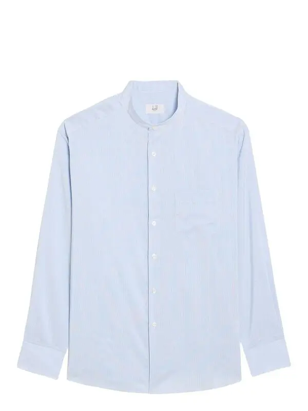 Dunhill Striped Silk And Cottonblend Shirt - Light Blue