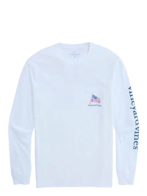 Vineyard Vines Painted Shining Sea Flag Graphic Long Sleeve T-shirt - White Cap