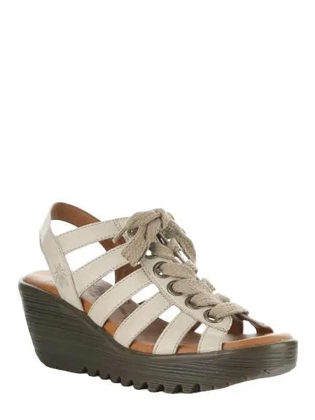Fly London Litu Strappy Platform Wedge Sandal - Taupe